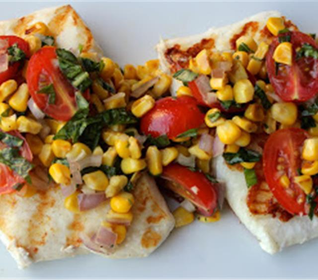 Grilled Halibut with Cherry Tomato and Corn Salsa